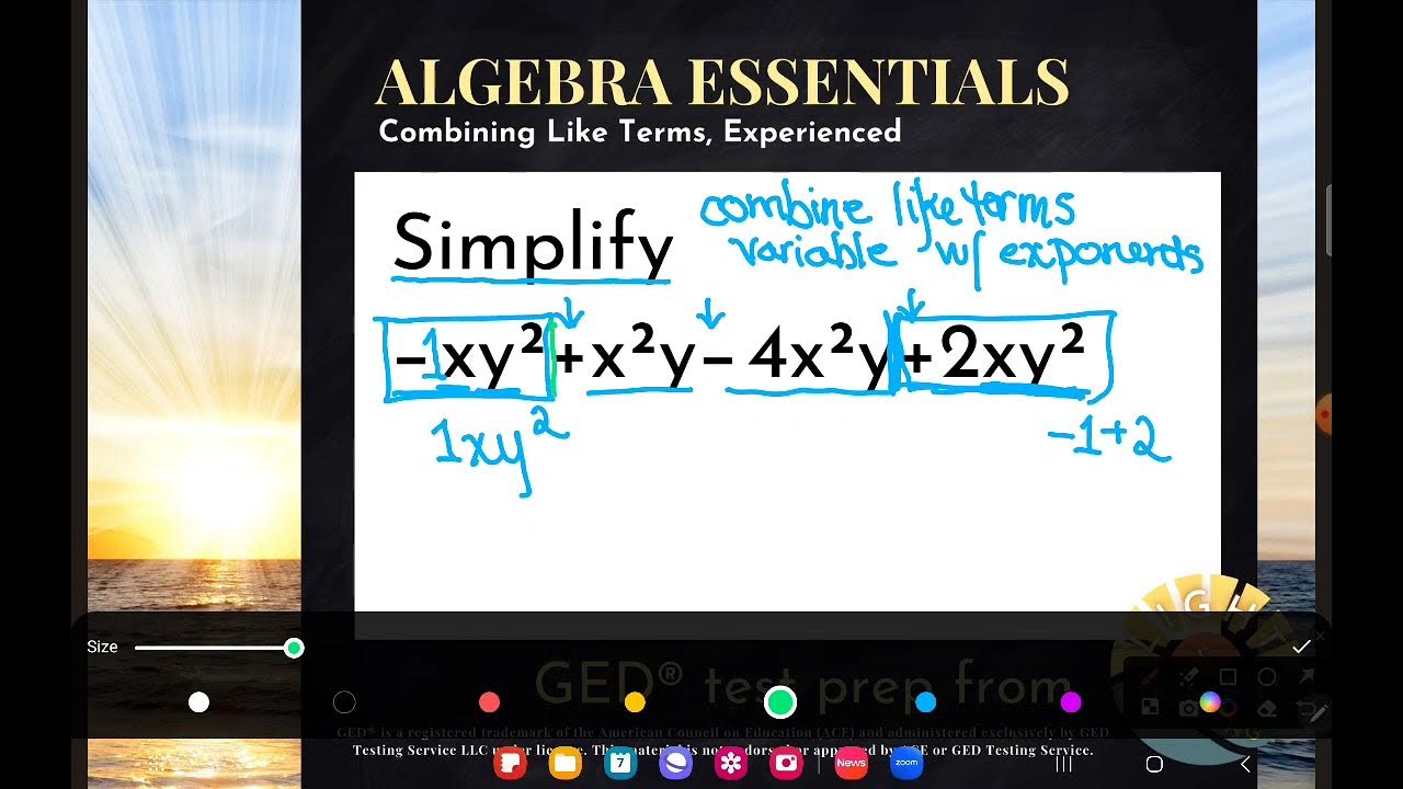 GED® Math: Combining Like Terms with Exponents (1.6, Exp, #20) - YouTube