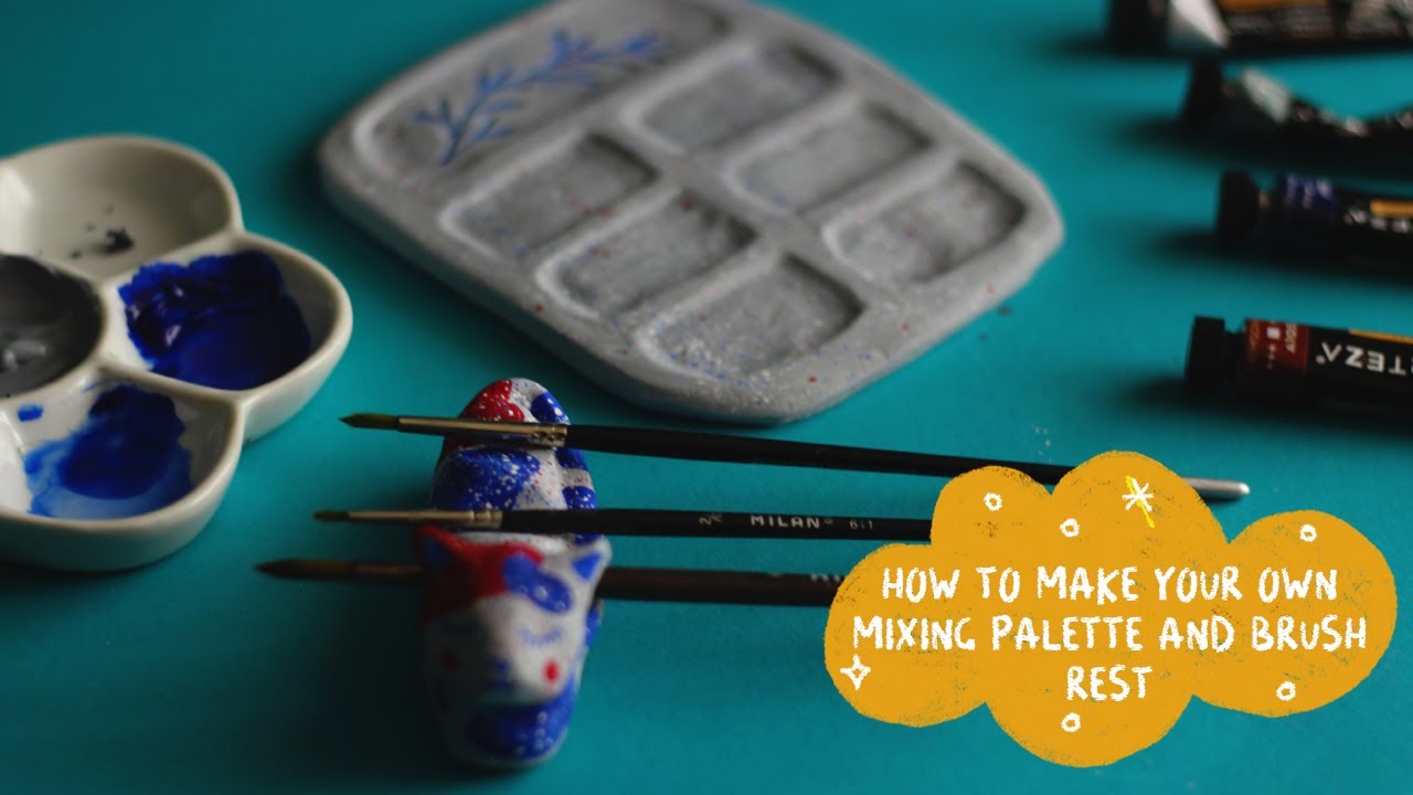 HOW TO MAKE YOUR OWN MIXING PALETTE and BRUSH REST FROM AIR DRY CLAY ...