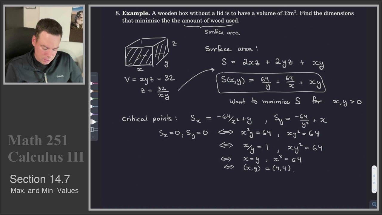 Math 251 - Section 14.7 - Max and Min Values (2 of 3) - YouTube