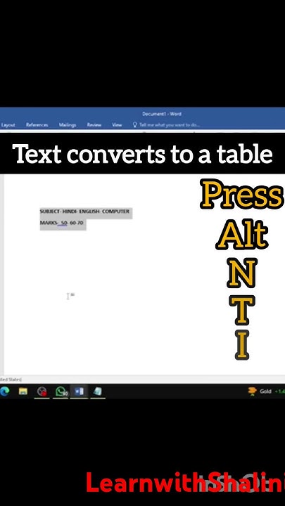 Convert text to a table by using simple shortcut #msoffice #msword#shortvideo #shorttrick share ...