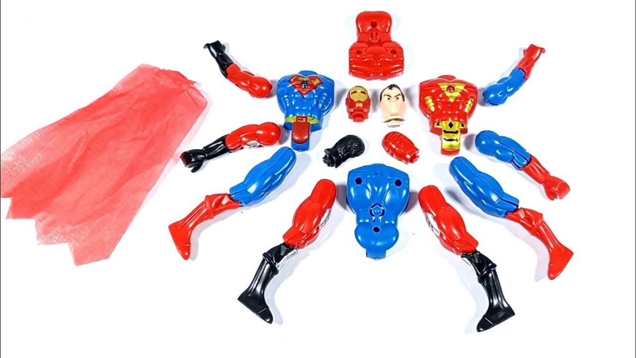 merakit mainan superman vs ironman action figur toys superhero - YouTube