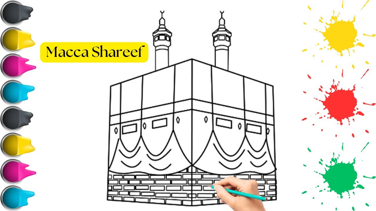 How To Draw Makkah Colouring for kids and toddlers | Learn step by step ...