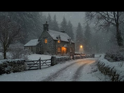 “Lantern at Snowfall Lane” — A Quiet Cottage in Falling Snow |  Dark Academia Music