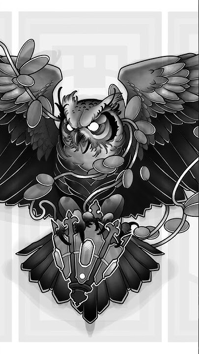 Procreate time-lapse of owl tattoo design - YouTube