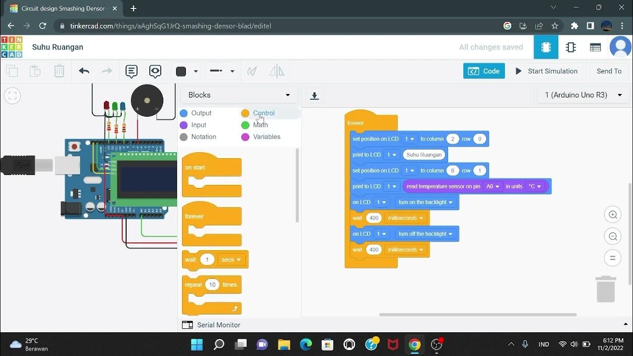 Tutorial membuat Sensor Pengukur Suhu Ruangan dengan Tinkercad - YouTube