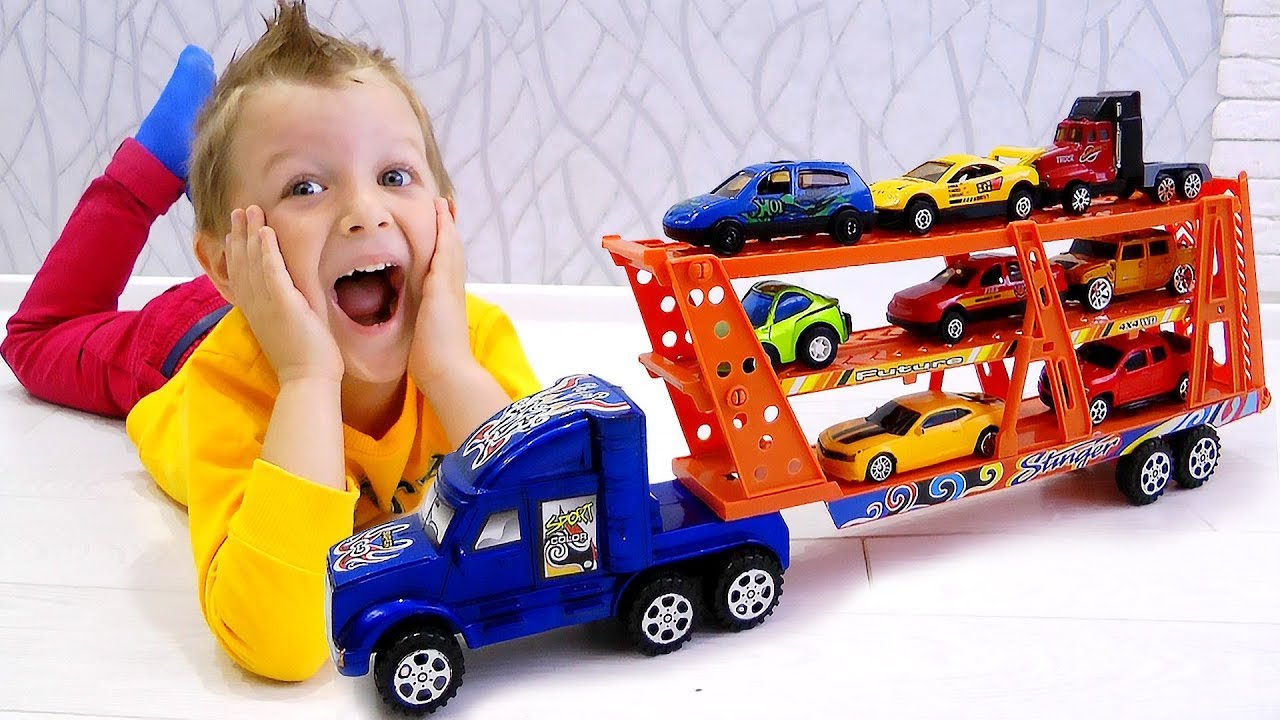 Toy Cars Transportation and Max show his Car Transporter - YouTube