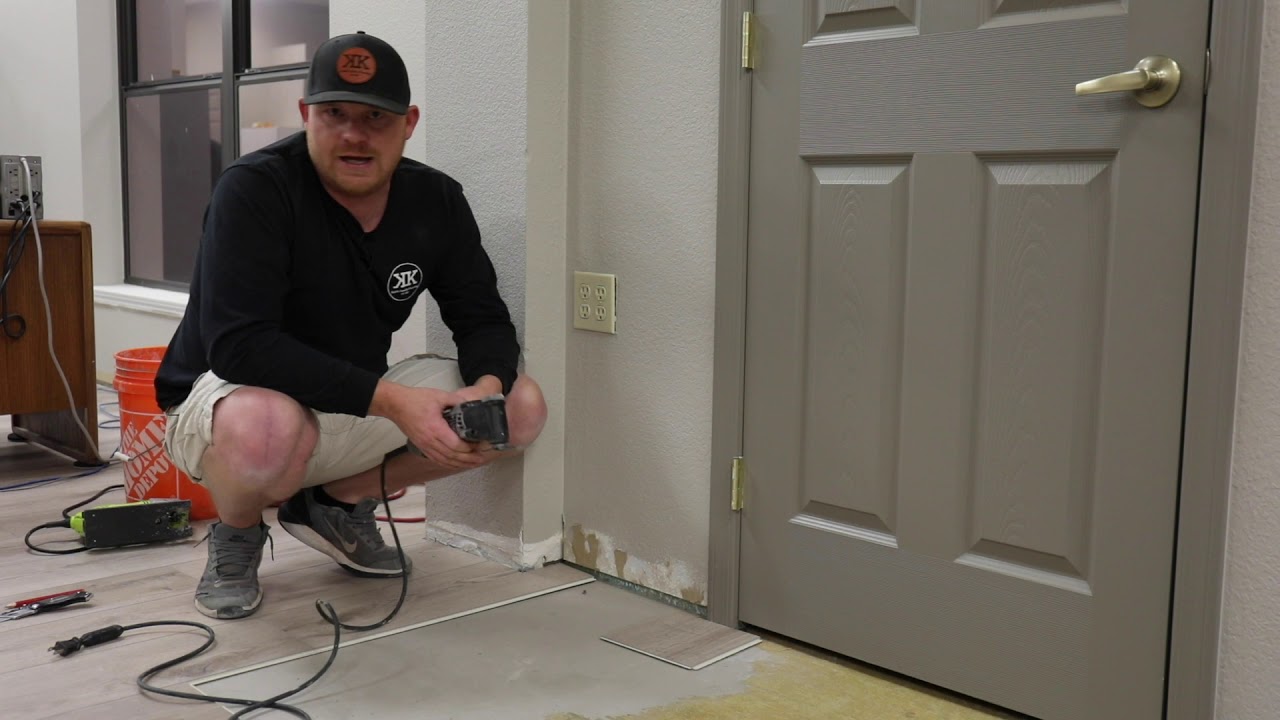 How to: Cut underneath a door jam while flooring - YouTube