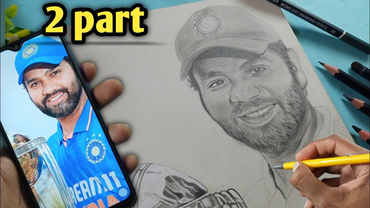 Rohit Sharma drawing | shading part | ICC men's world cup 2023 - YouTube