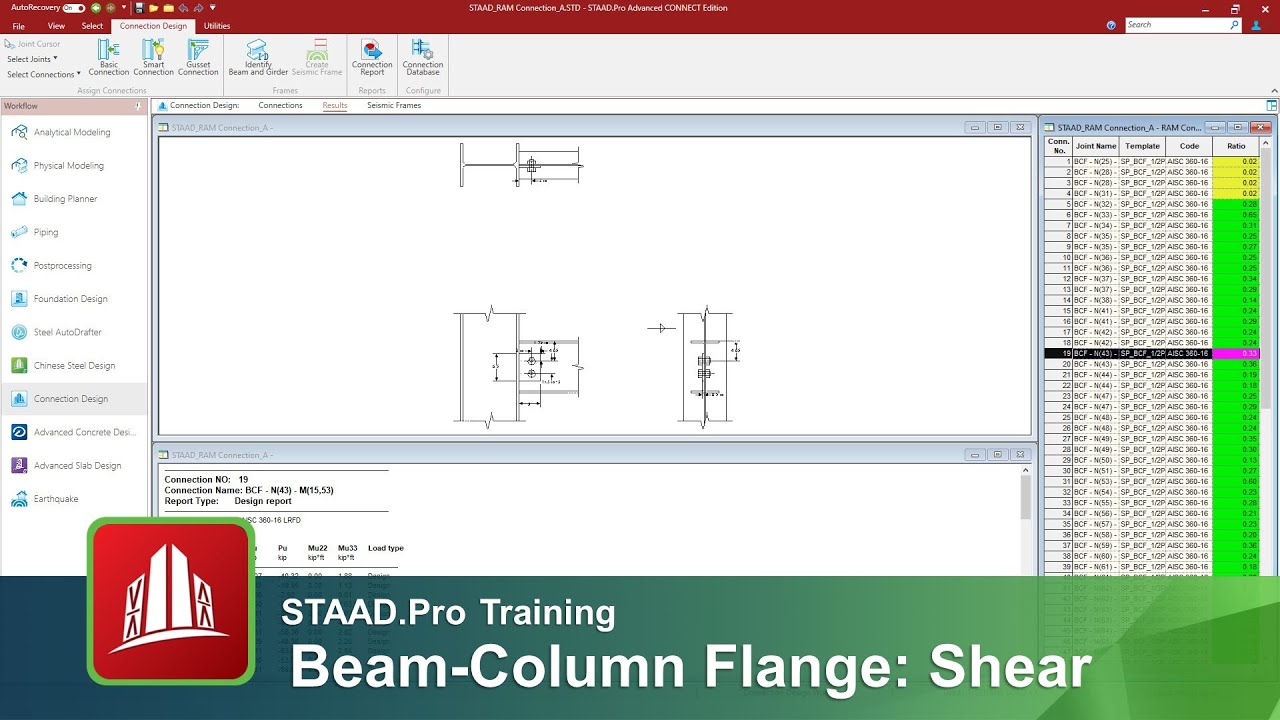 Designing Beam-Column Flange Connections for Shear in STAAD.Pro - YouTube
