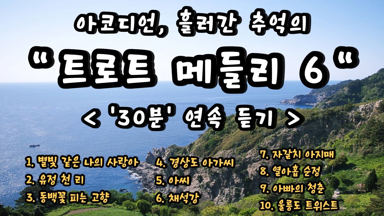30분 연속 듣기 흘러간 추억의 트로트 연주곡 메들리 30분 연속 듣기 3 아코디언 아코디언연주 트로트 Trot 트로트연주 트로트연주곡 아코디언트로트