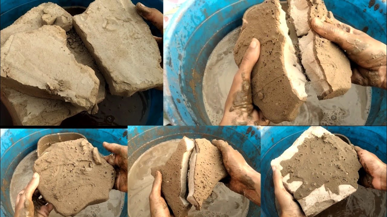 Pure mud dirt water 💦 crumbling dipping/dipping in pure cement paste ...