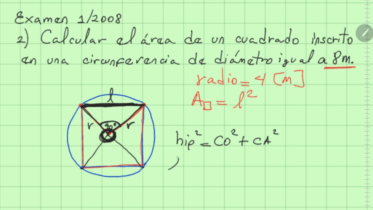 GEOMETRÍA, vídeo 3, cuadrado inscrito en una circunferencia - YouTube