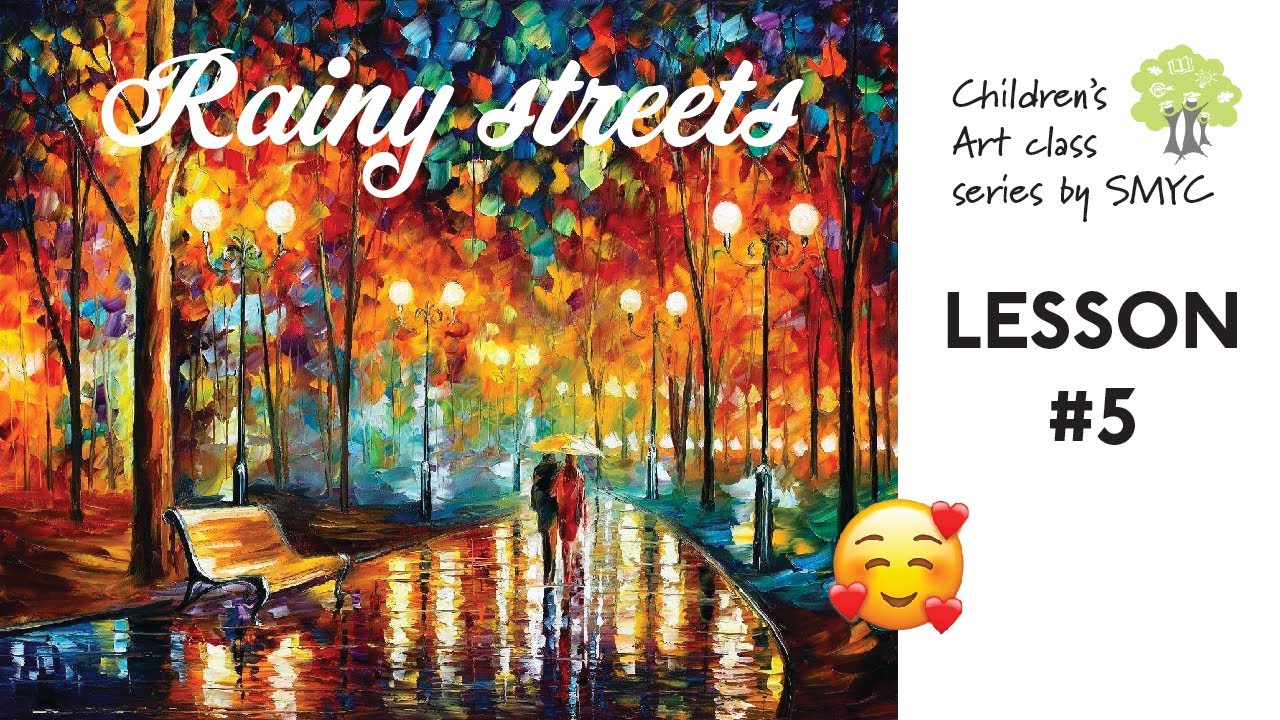 How to draw rainy street - Lesson#5 (Age 12-15) | Хотын гудамж - хичээл ...