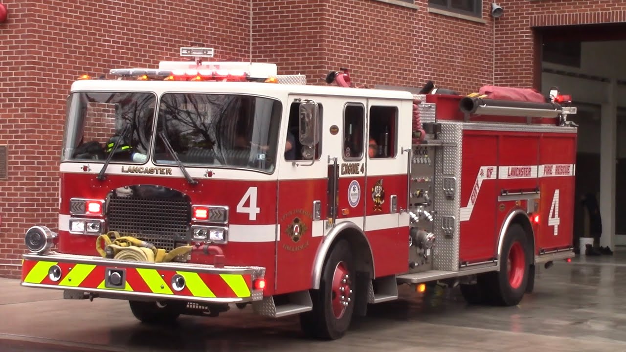 Lancaster city bureau of fire spare engine 4 responding to a fire alarm ...