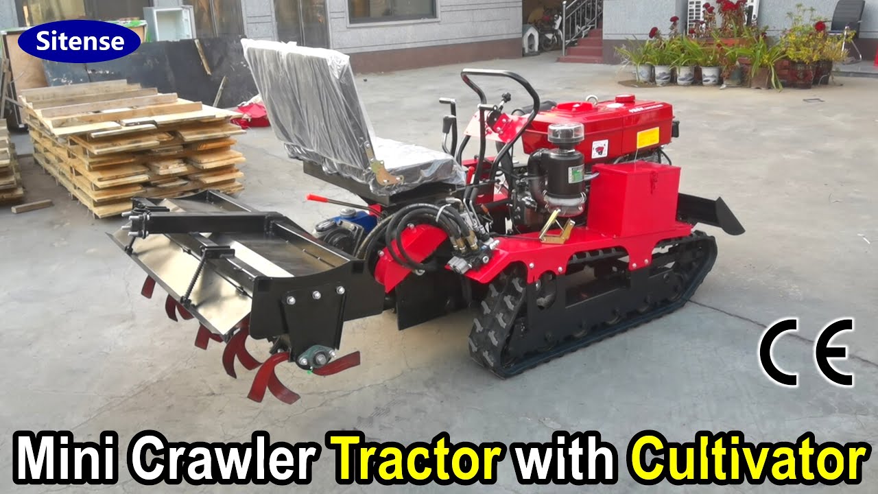 CE Certified 25HP Mini Crawler Tractor with Rotary Cultivator - YouTube