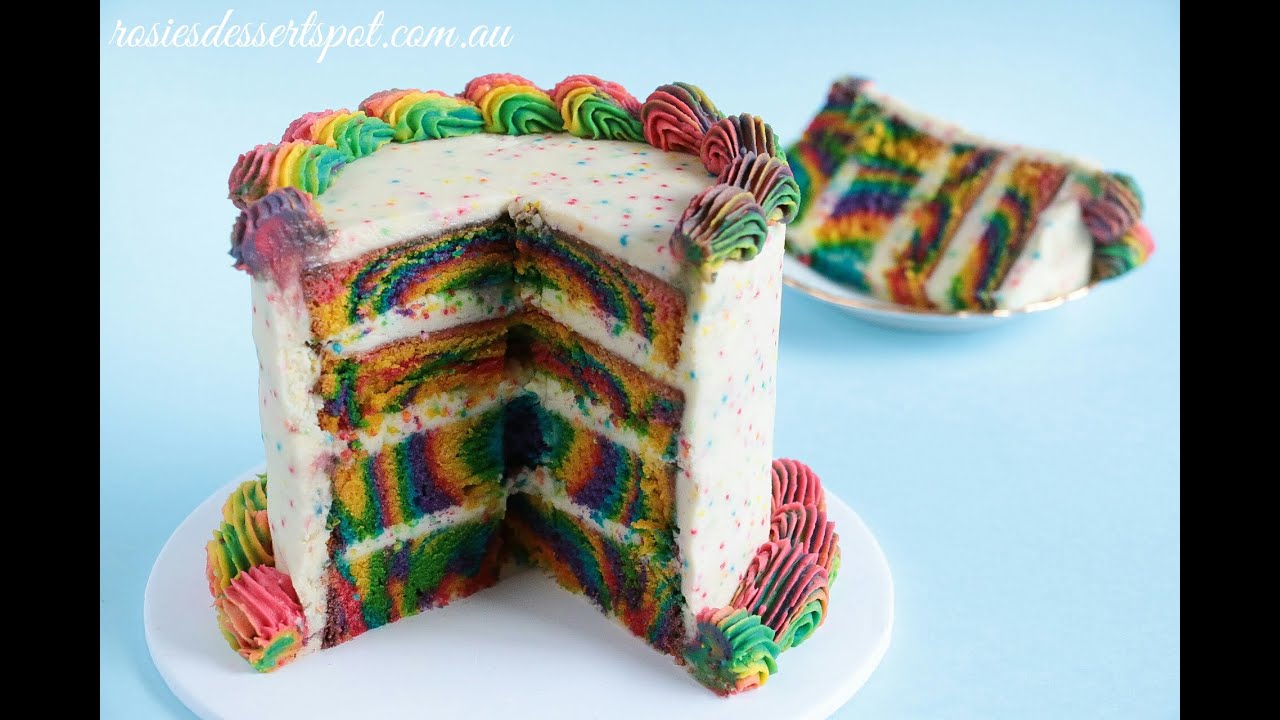 Rainbow Cake Tutorial- Rosie's Dessert Spot - YouTube