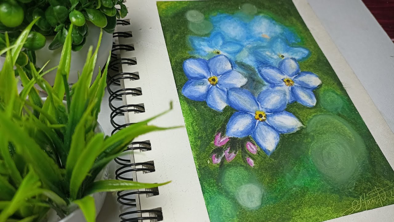 How to draw a realistic flowers in oil pestal || Flowers drawing ...