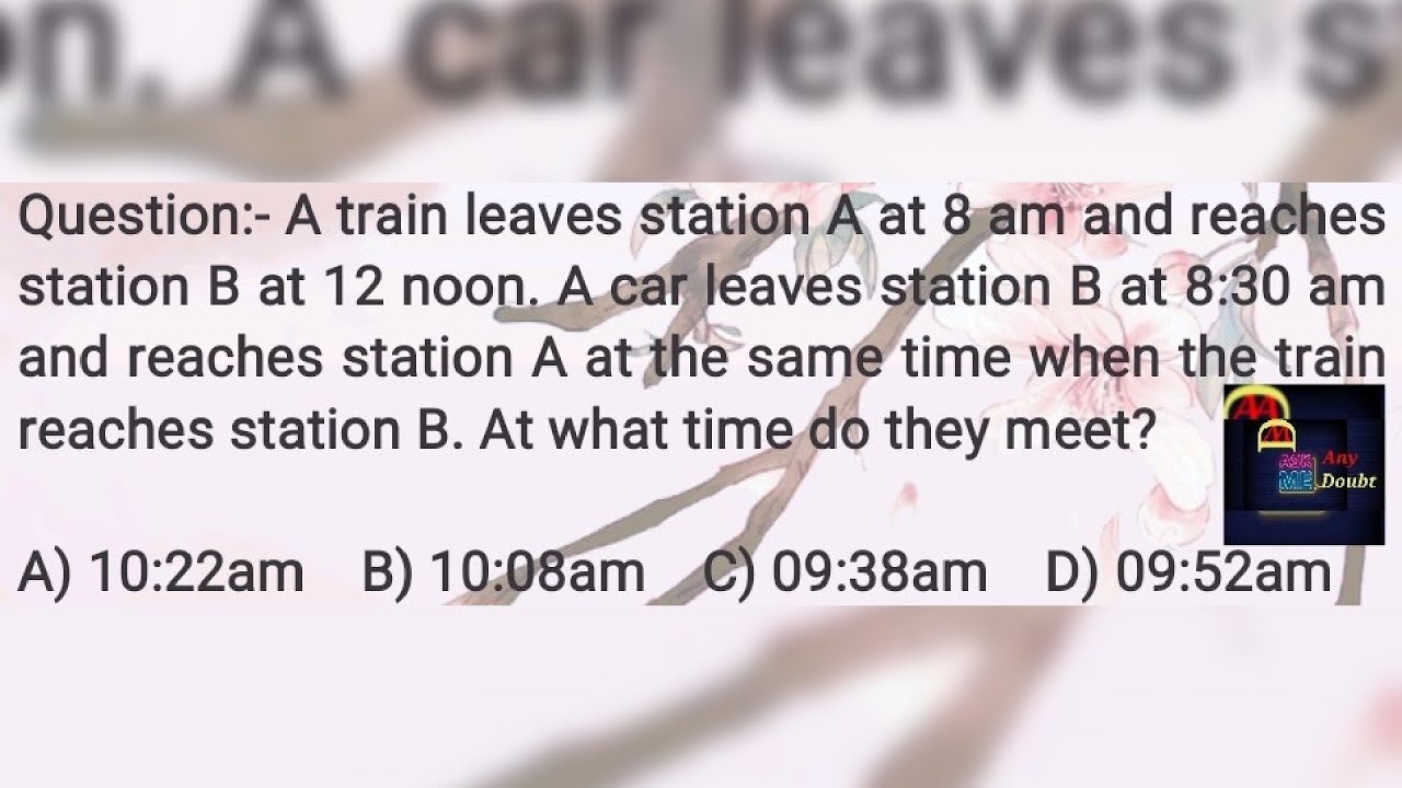 #22 Question:- A train leaves station A at 8 am ....See Full Question ...