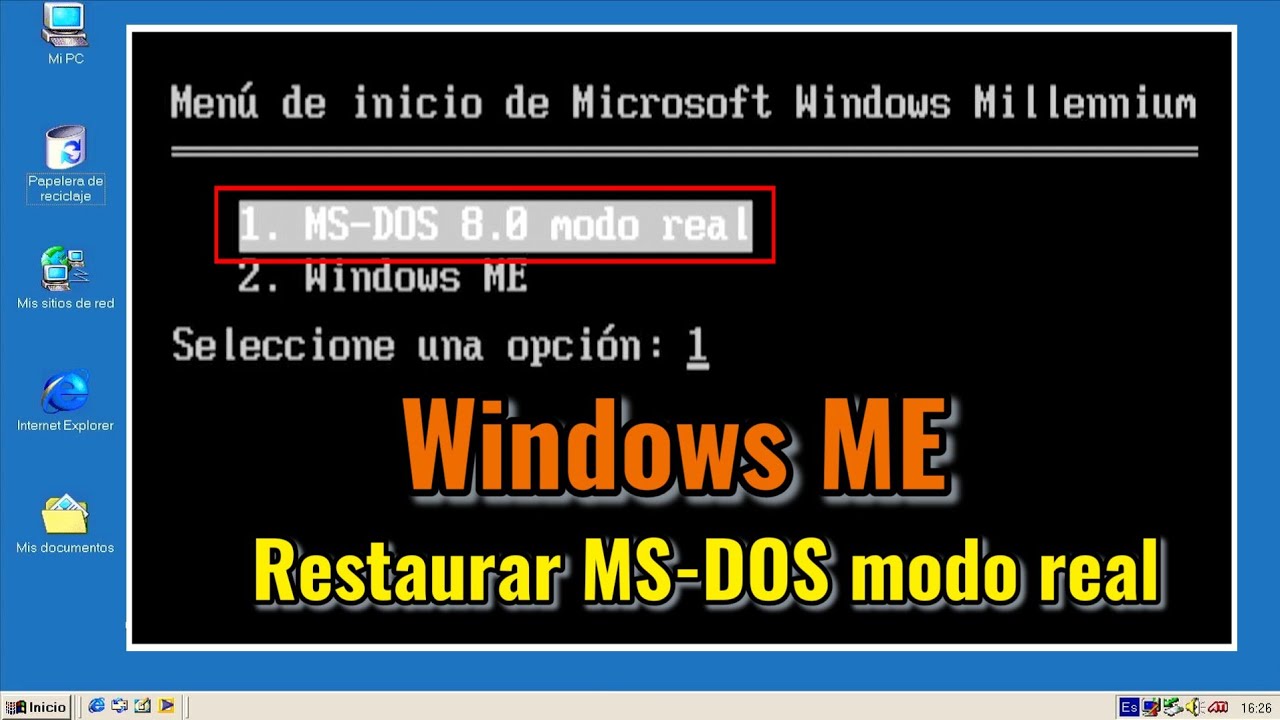 Restablecer el arranque MS-DOS en modo real de Windows ME | Real DOS ...