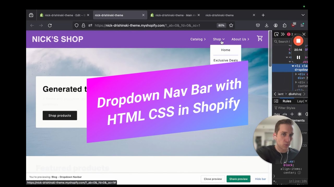 Dropdown Nav Bar with HTML / CSS in Shopify - YouTube