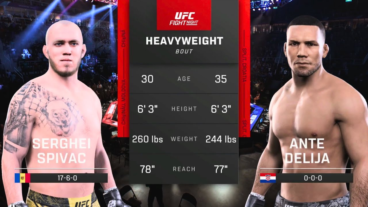 Serghei Spivac vs Ante Delija FULL FIGHT | UFC 5 AI Simulation Gameplay ...