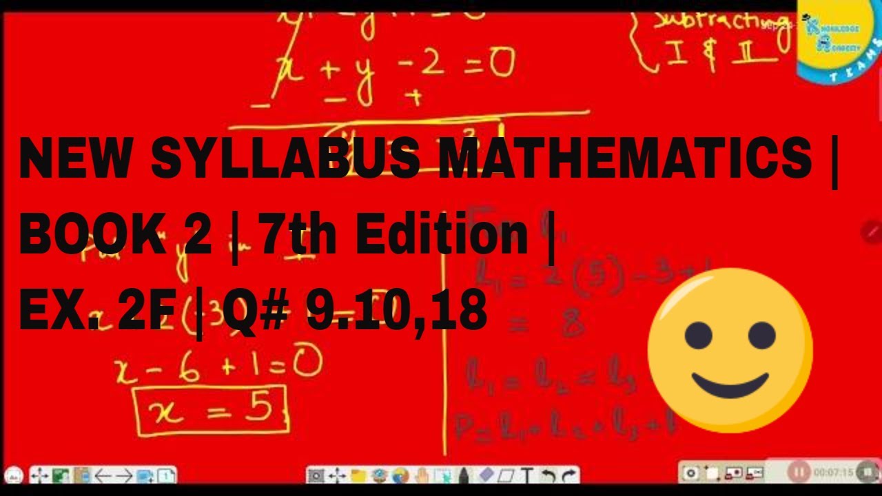 Mathematics Book 2 (D2) New syllabus | 7th Edition | EX 2F | Q # 9,10 ...