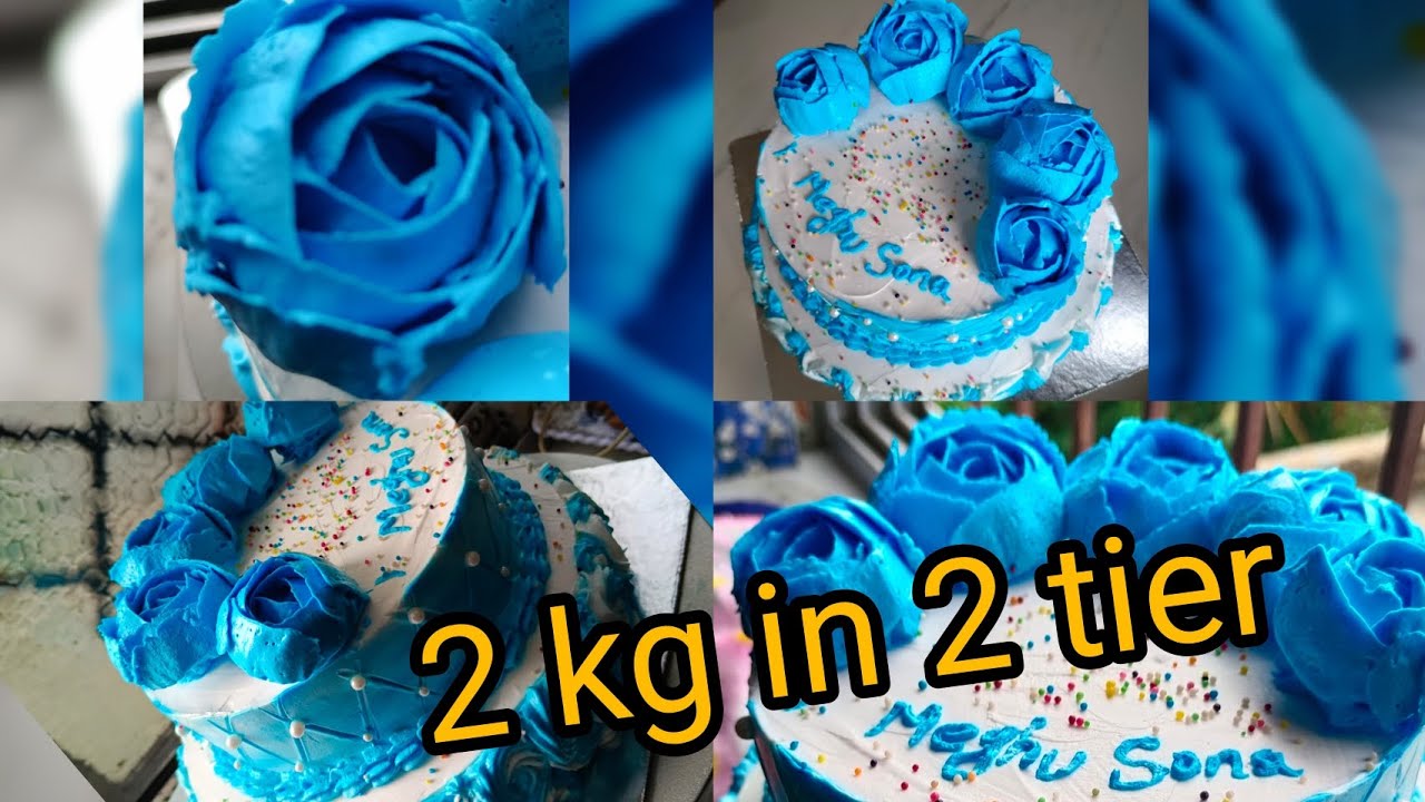 2 Tair Cake Design ll Birthday Cake design ll Flower Cake Tutorial 💞💞 ...