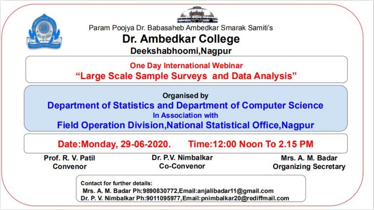 Large Scale Sample Surveys and Data Analysis - YouTube