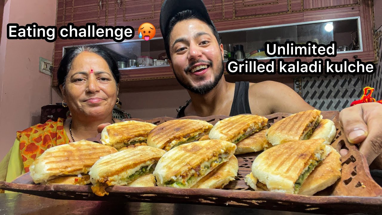 Unlimited kaladi kulcha Eating challenge | simple way to make kaladi ...