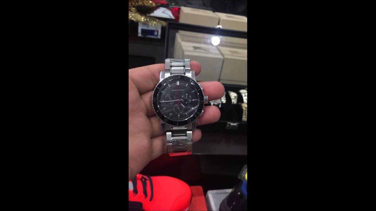 Burberry Black Dial Chronograph Stainless Steel Mens Watch BU9380 - YouTube