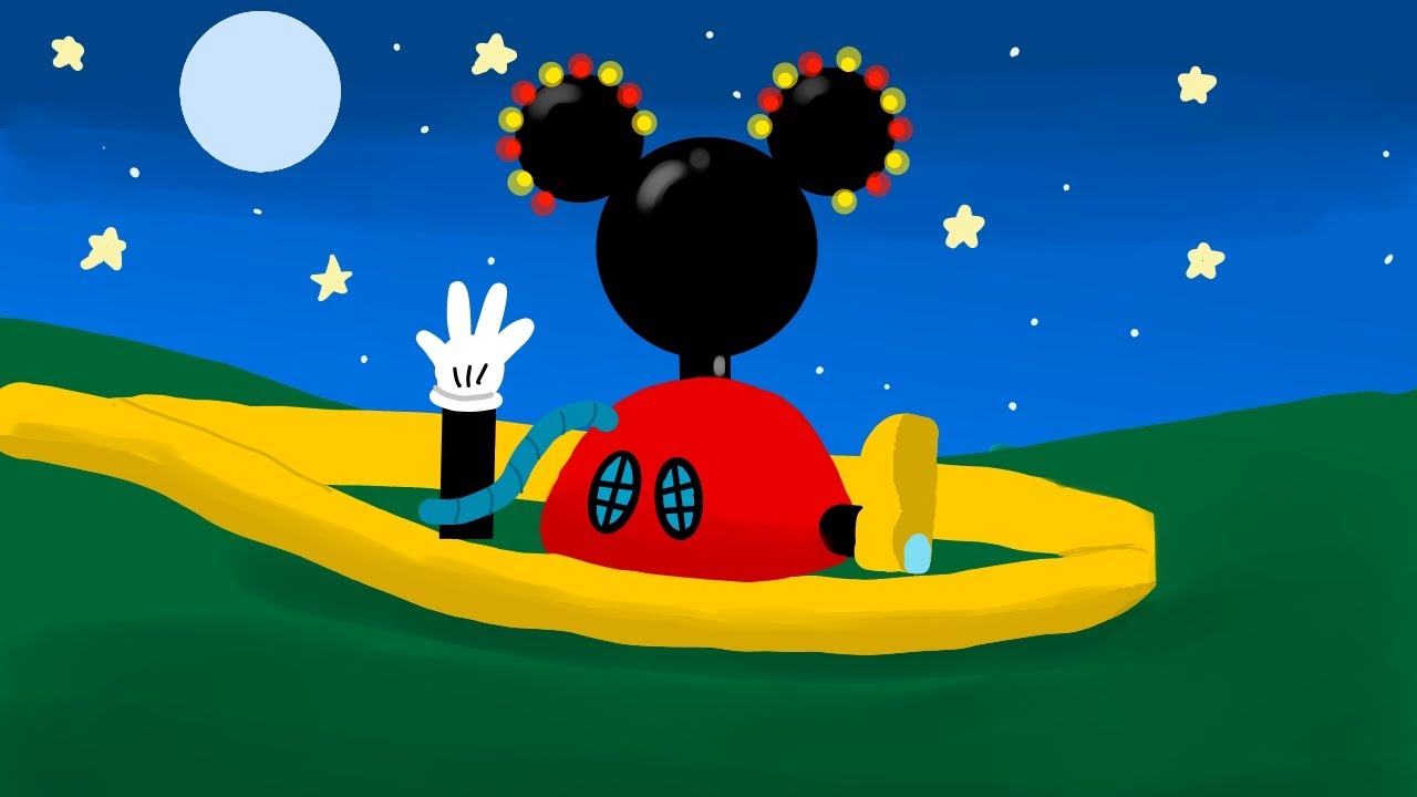 Wonderfull The House Mickey Mouse in The Night With Beautiful Scenery ...