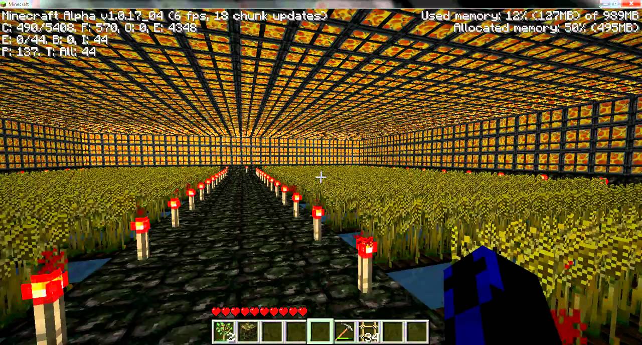 Minecraft Alpha underground lava garden - YouTube