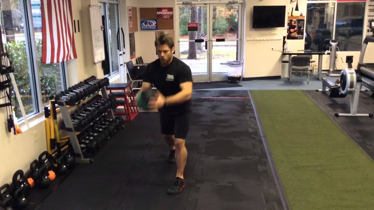 Med Ball Split Stance Diagonal Chop and Lift - YouTube