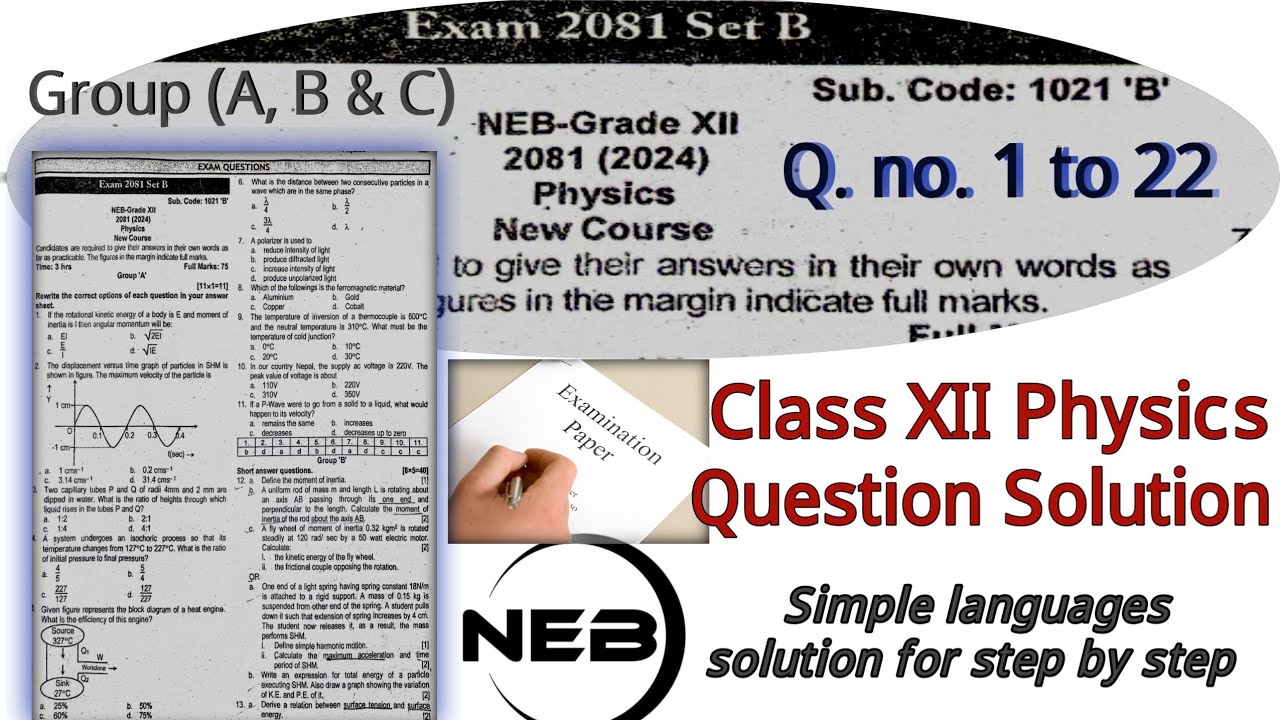 NEB Class 12 Physics 2081 Set 'B' Solution Asmita Old is Gold set B ( Group A,B&C) PDF👇🏻 - YouTube