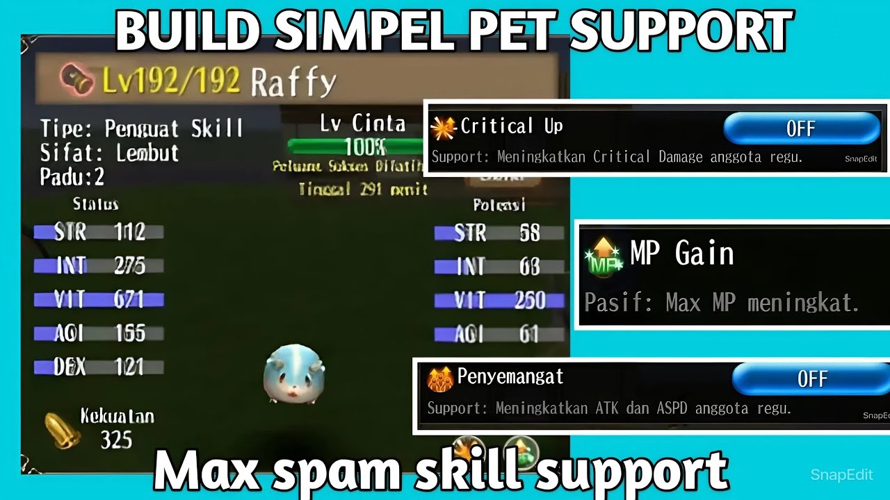 build simpel pet support toram online - YouTube
