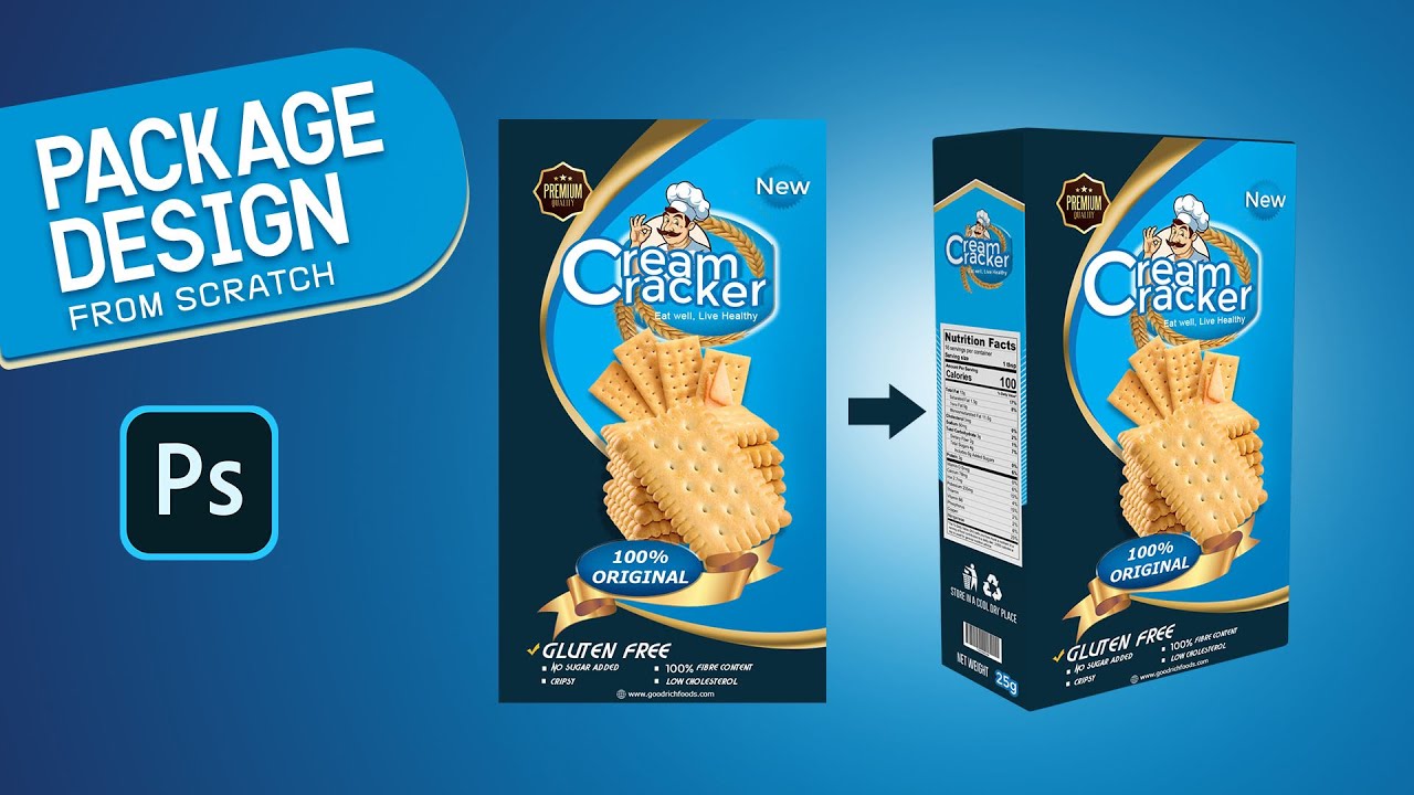 Food Package Design from Scratch (Crackers)- Photoshop Tutorial - YouTube