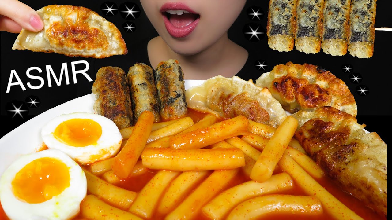 ASMR SPICY TTEOKBOKKI, FRIED DUMPLING, FRIED SEAWEED ROLL MUKBANG 떡볶이, 튀김만두, 김말이 먹방 EATING ...