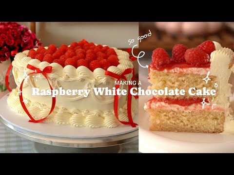 🎀 Raspberry White Chocolate Cake 🎀 | Peaceful Baking Therapy | Slow Living | Aesthetic Vintage Cake