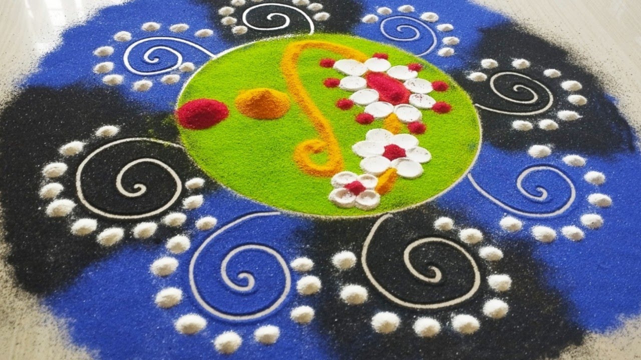 Easy rangoli for haldi kumkum // Nath rangoli // Simple rangoli design😊 ...