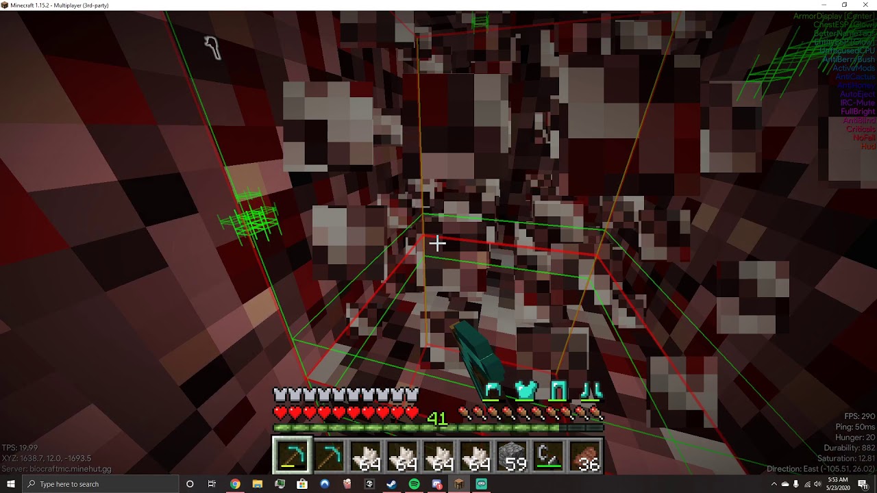 baritone/aristois nether_quartz_ore mining run (2 diamond pickaxes ...