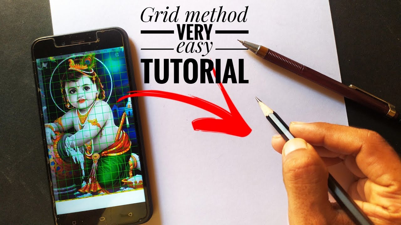 How To Draw Bal Krishna | Using Grid Method | step by step very easy ...