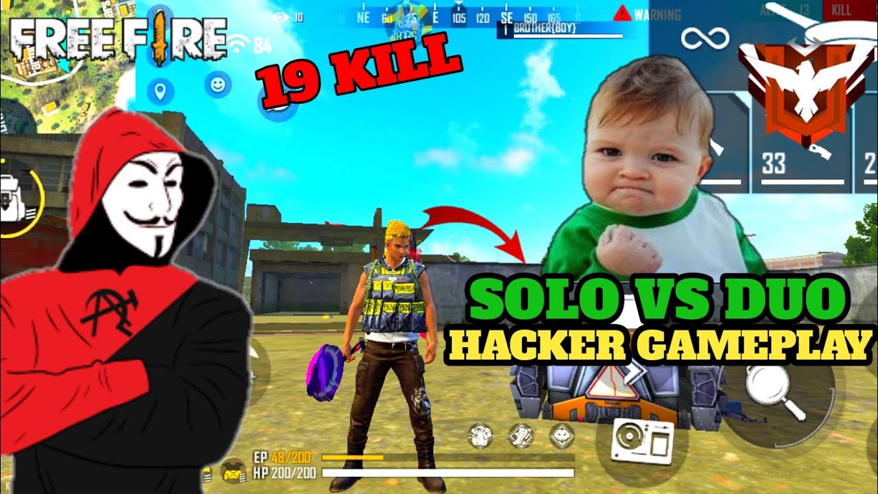 solo vs duo hacker gameplay free fire|| solo vs duo hacker headshot ...
