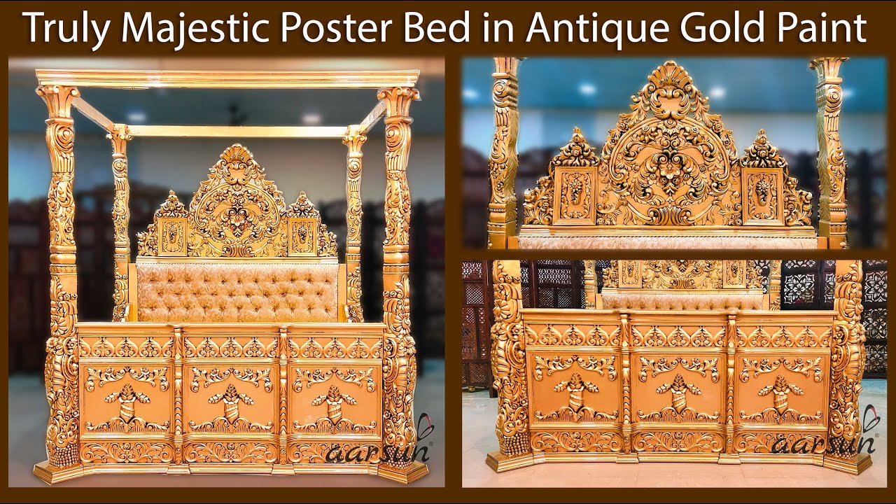 #427 Majestic Poster Bed in Antique Gold | Luxury Furniture Designs ...