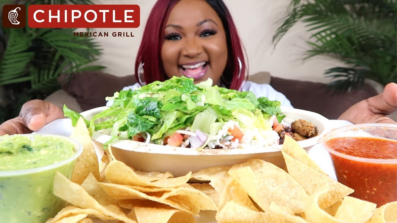 CHIPOTLE MUKBANG | CHIPOTLE BURRITO BOWL MUKBANG - YouTube