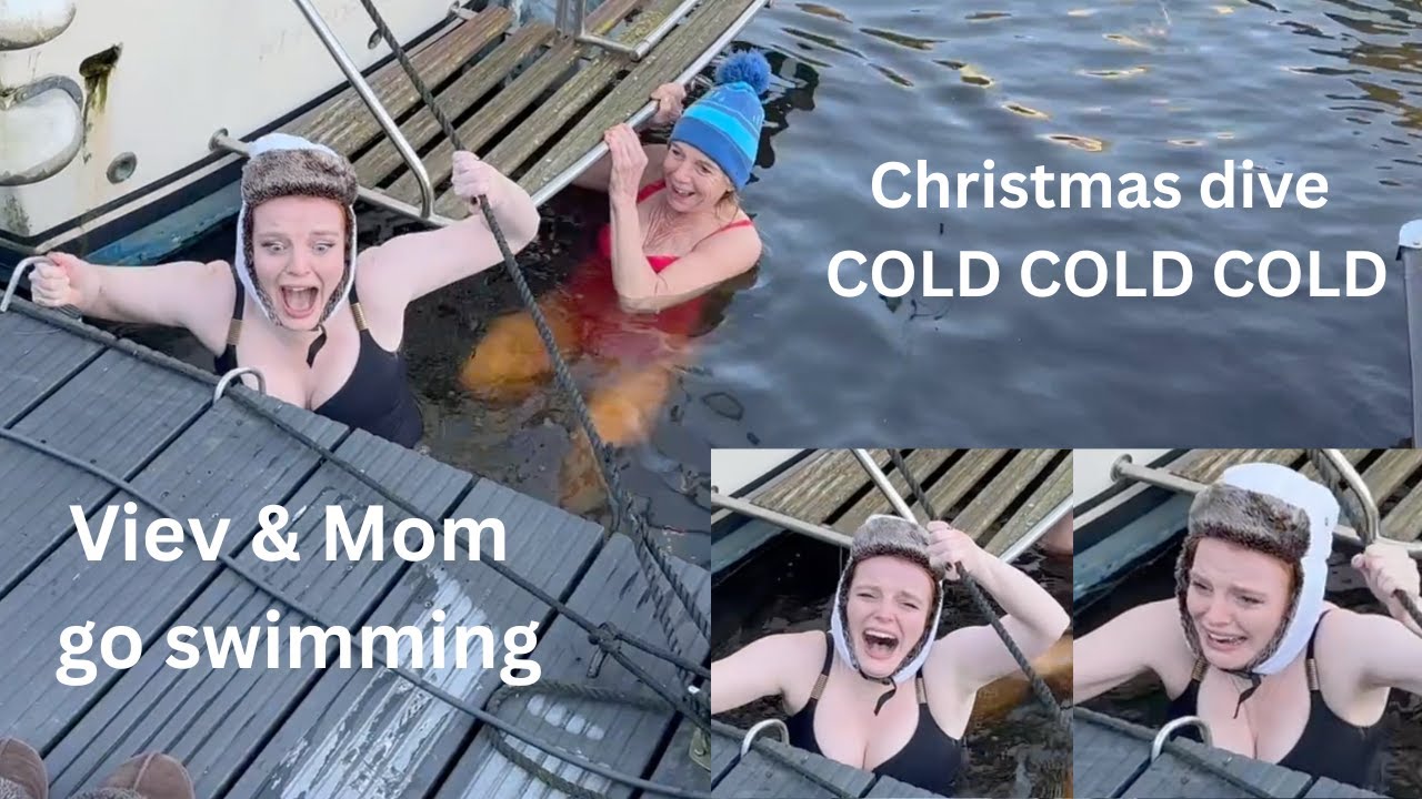 Christmas Swim - Viev & Mom go swimming while it's FREEZING outside ...