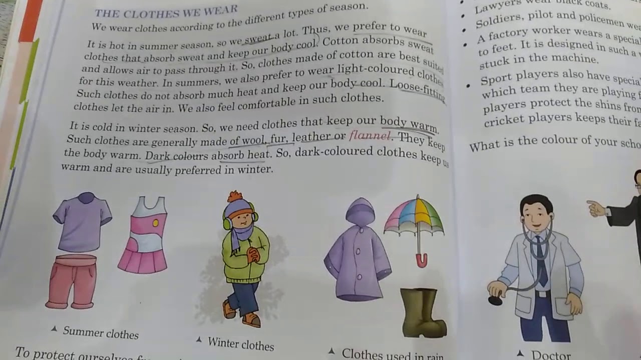 class 4 Science L-8 Clothes we wear (part-1) - YouTube