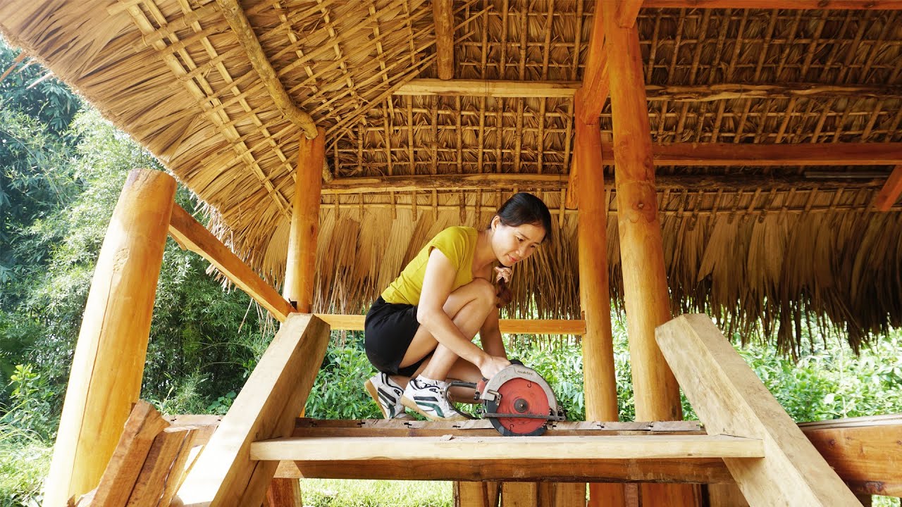 Wood Floor Construction: Technique Woodworking And Wooden Flooring Strips For Stilt Houses - YouTube