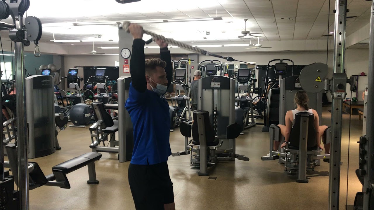 Overhead Shoulder Press Cable Rope in a External Rotation Isometric ...