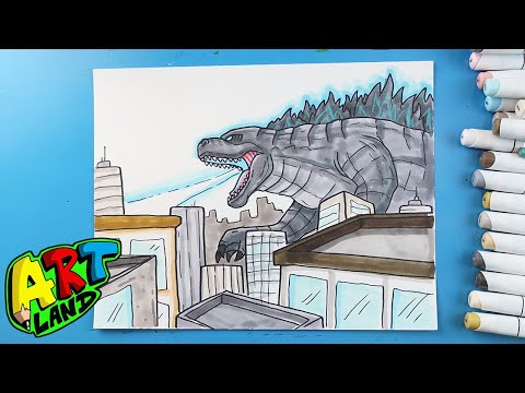 How to Draw GODZILLA ATTACKING A CITY