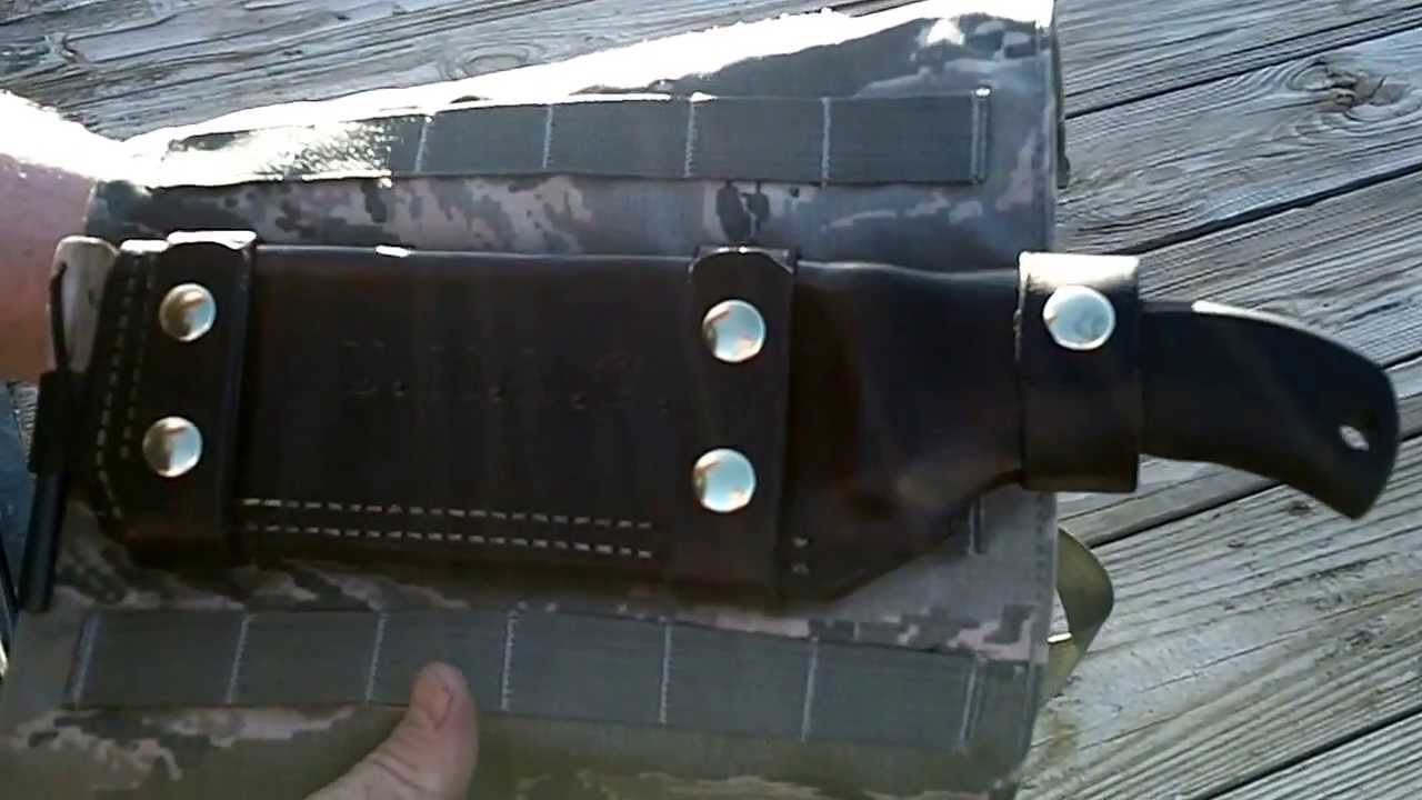 Custom Leather Molle Sheath for Elk Ridge survival knife - YouTube